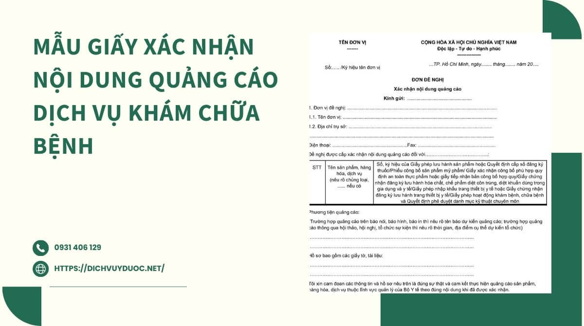 Mẫu giấy xác nhận nội dung quảng cáo dịch vụ khám chữa bệnh